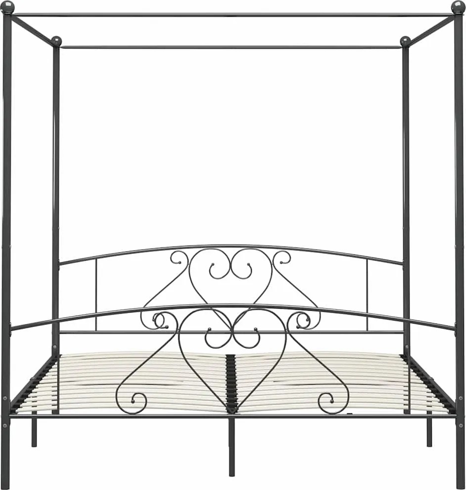 Rám postele s nebesy šedý kovový 200 x 200 cm 284446