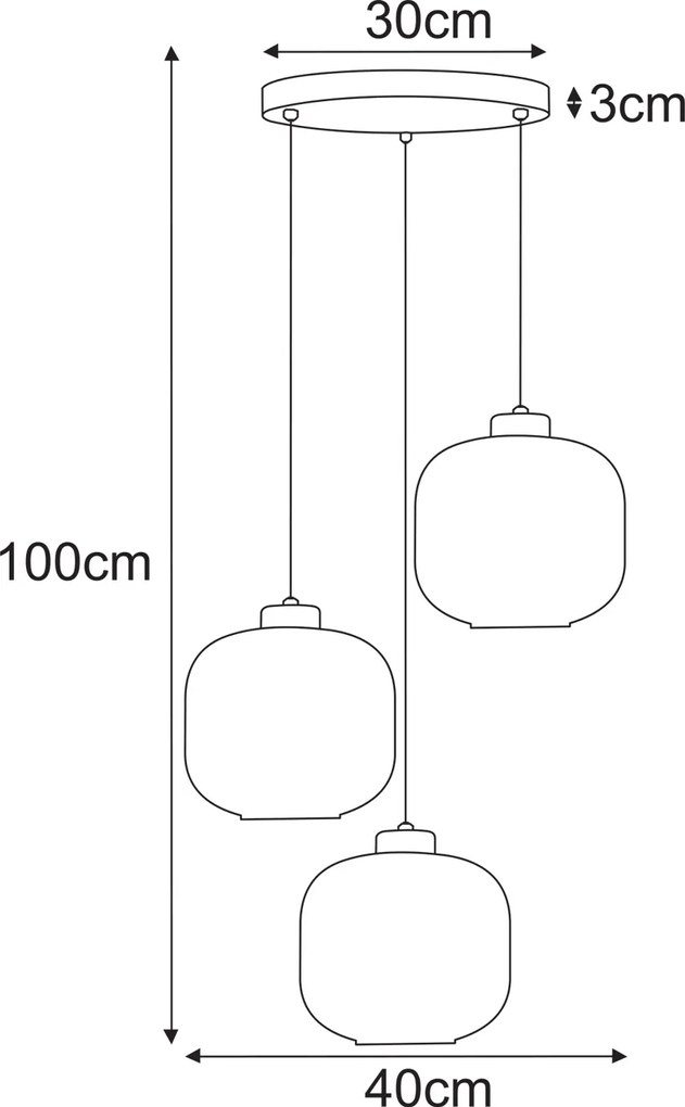 Lustr do obýváku Kaja SPARTA K-5644 bílé sklo 3xE27