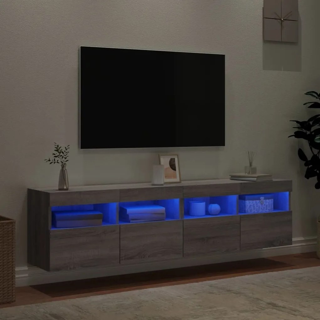 vidaXL Nástěnné TV skříňky s LED osvětlením 2 ks 80 x 30 x 40 cm [837208] Barva: kouřový dub