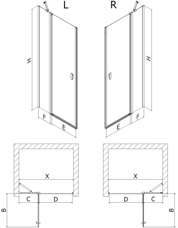 Mexen Otvor pro sprchové dveře MIST (1d+1s) 90x200 cm 6mm černý, rám, pravý, 8A4-090-000-70-70-P