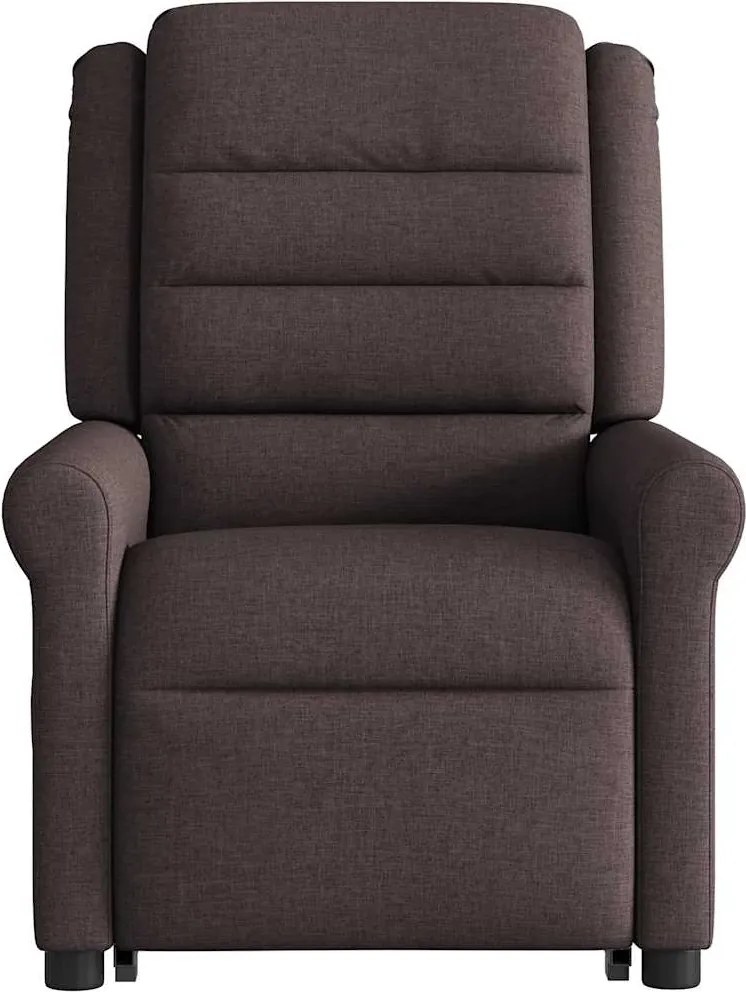 Elektrické zvedací polohovací křeslo tmavě hnědé textil 3303339