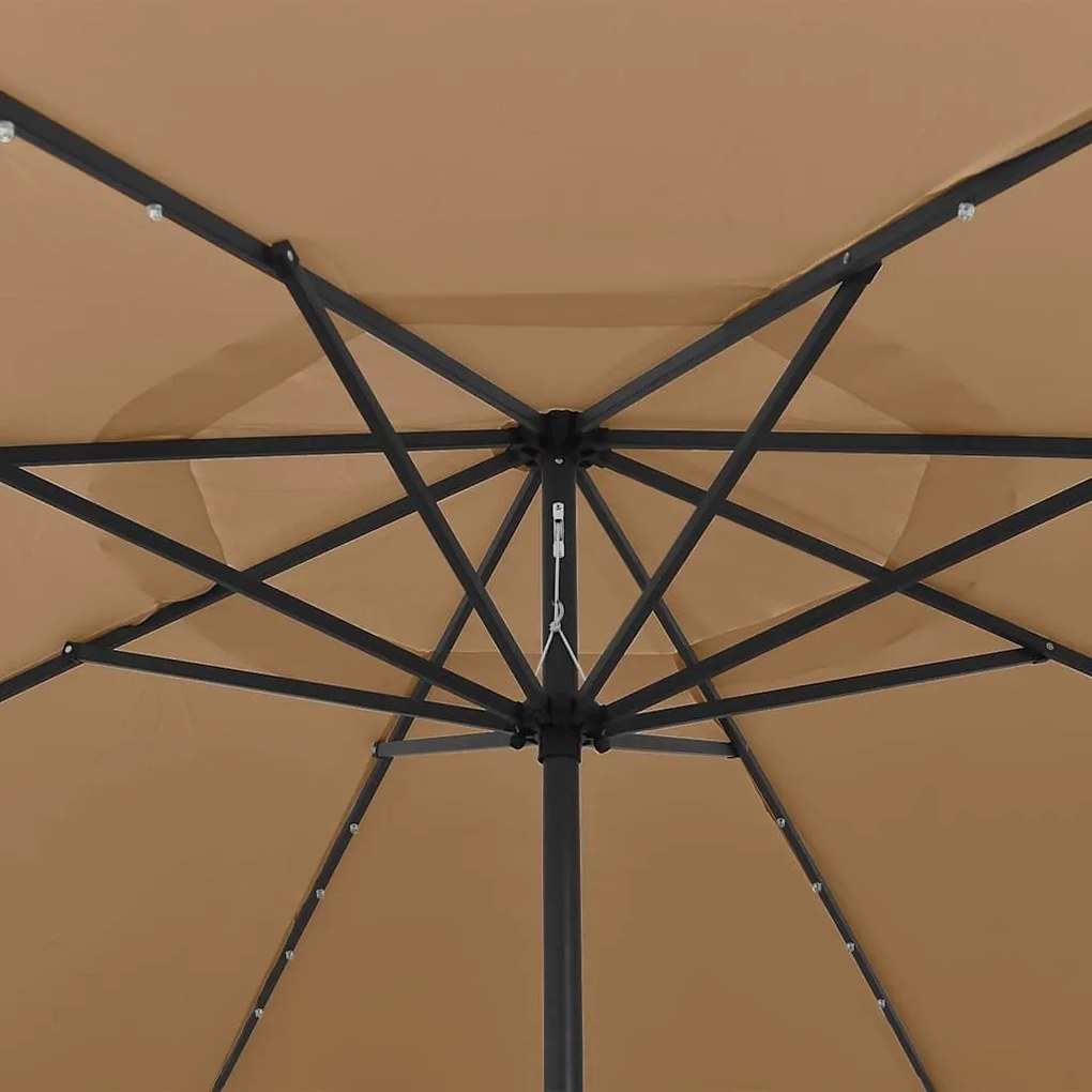 Zahradní slunečník s LED osvětlením 400 cm taupe 312533