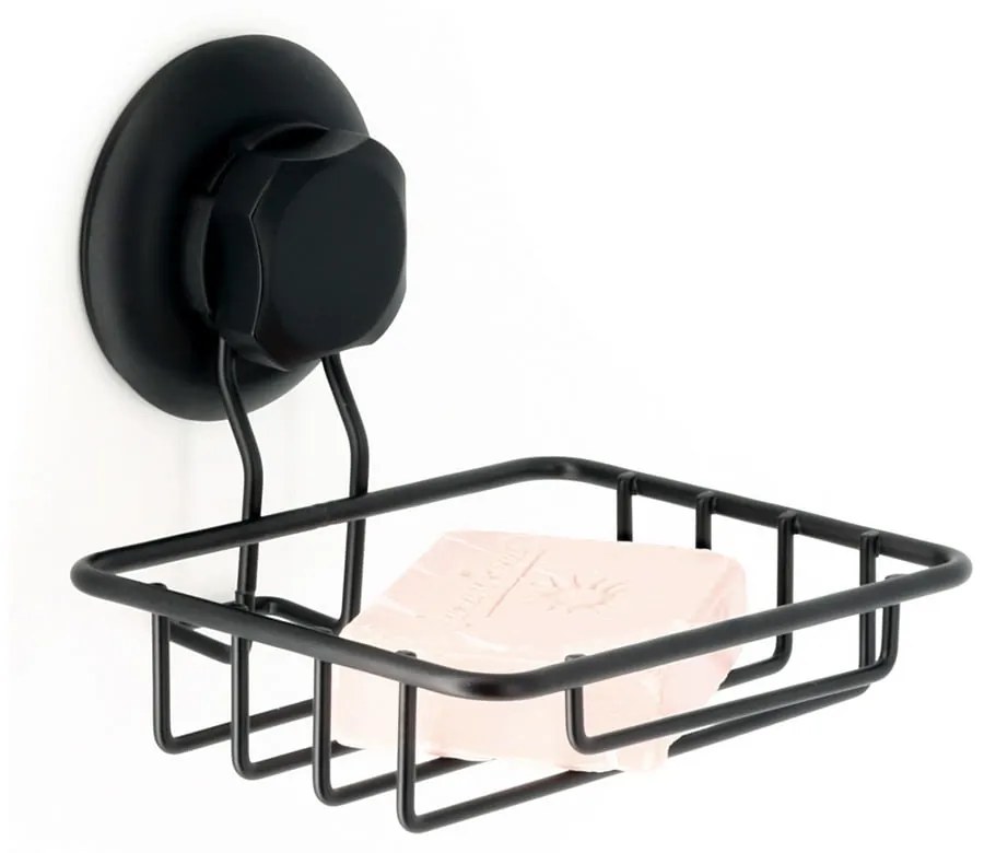 Černý samodržící nástěnný držák na mýdlo Compactor Bestlock Black Soap & Sponge Holder