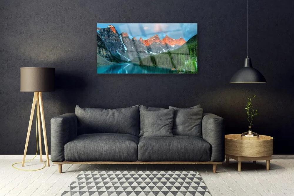 akrylový obraz Hora Les jezero Krajina 100x50 cm