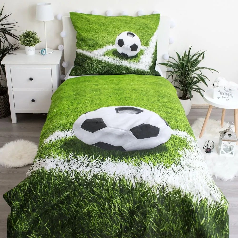 Zelené bavlněné dětské povlečení na jednolůžko 140x200 cm Football – Jerry Fabrics