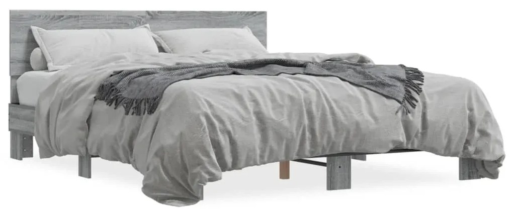Rám postele šedý sonoma 160 x 200 cm kompozitní dřevo a kov,  3280185