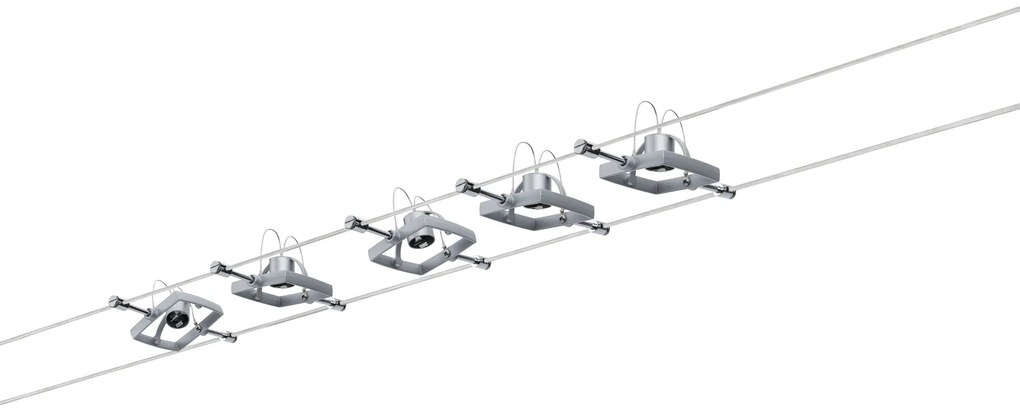 Paulmann 94133 Mac2, lankový systém, 5x max 10W LED 12V, matný chrom, 500cm