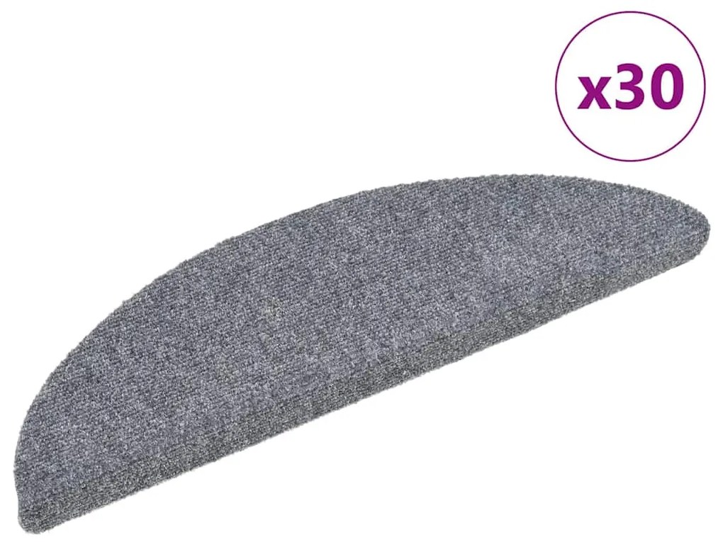 Schodové rohože samolepicí 30 ks 56 x 17 x 3 cm světle šedé půlkulaté 3365682