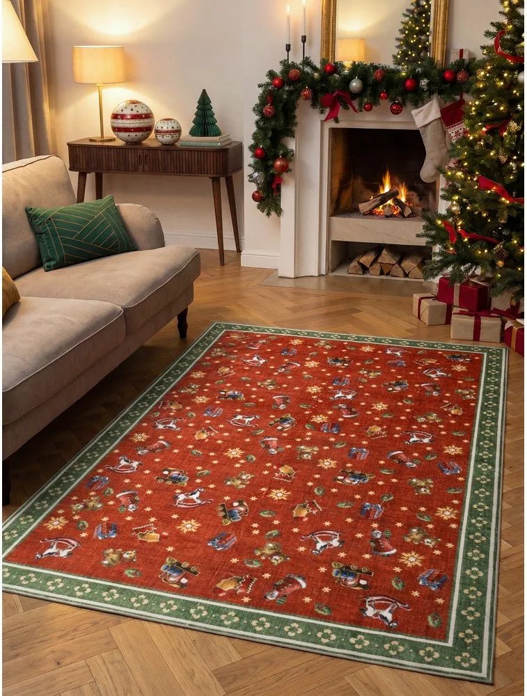 Červený/zelený koberec s vánočním motivem 160x230 cm Toy's Delight Nostalgic Noel Red Green – Villeroy&Boch