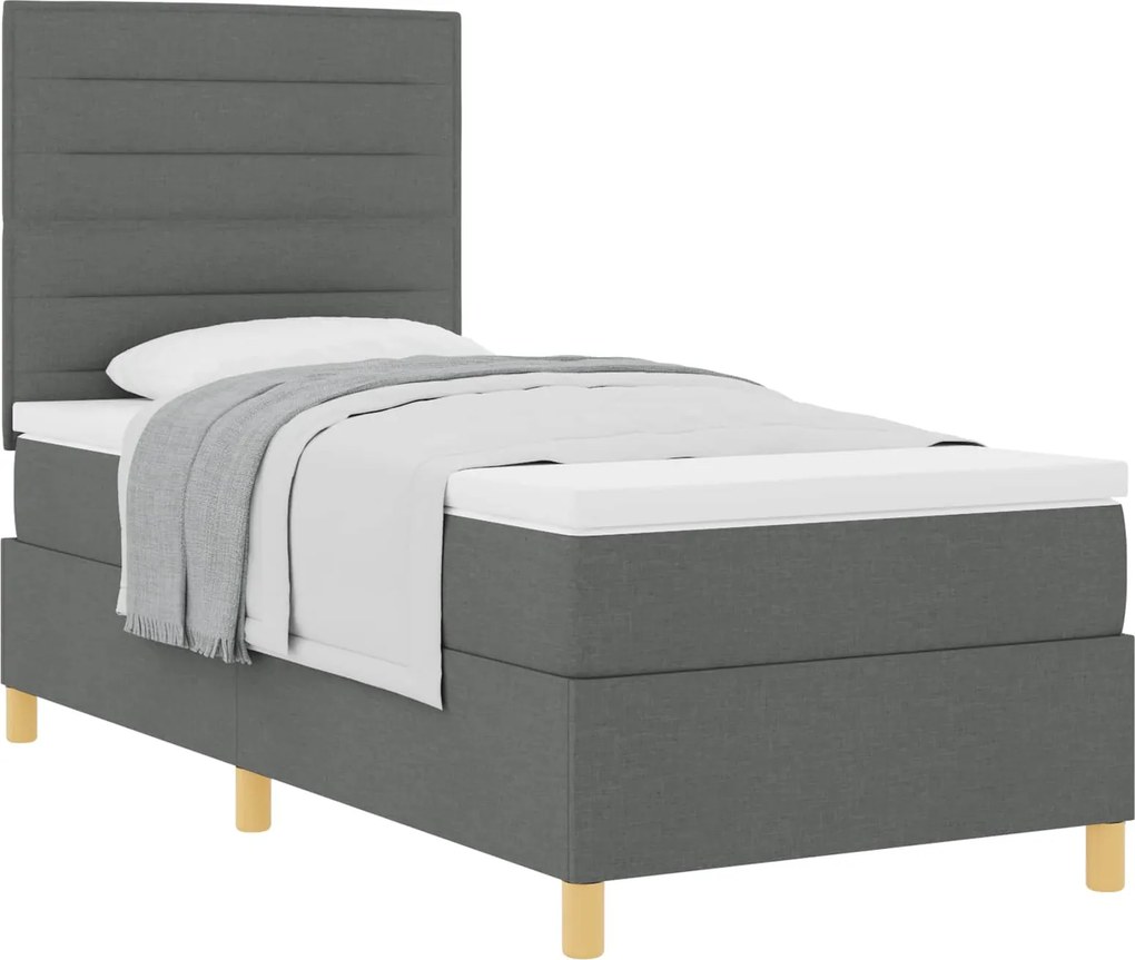 Postel s boxspringem s matrací Tmavě šedá 80 x 200 cm textil 3339498