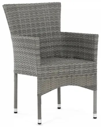 Zahradní židle šedá stohovatelná umělý ratan kov AZC-S2118 GREY