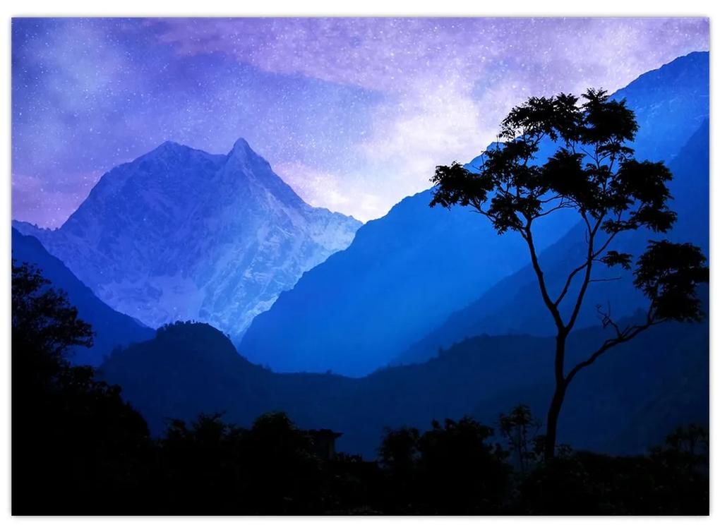 Skleněný obraz - Noční nebe v Nepálu (70x50 cm)
