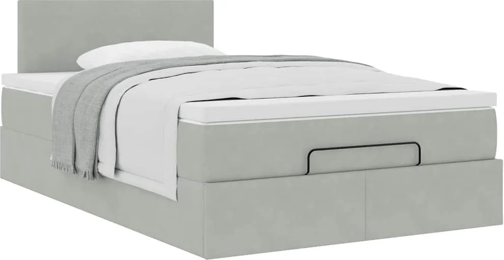 Osmanský rám postele s matrací světle šedá 120x200cm samet 3311693