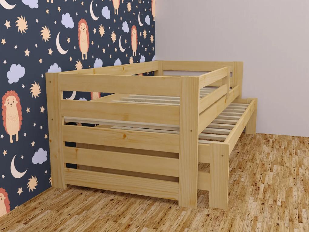 Vomaks Dětská postel s výsuvnou přistýlkou DPV 007 se zábranou Rozměr: 90 x 180 cm, Barva: moření dub