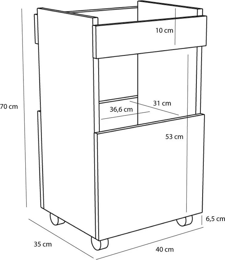 Servírovací stolek na kolečkách v dekoru dubu 35x40 cm Forma – Hübsch