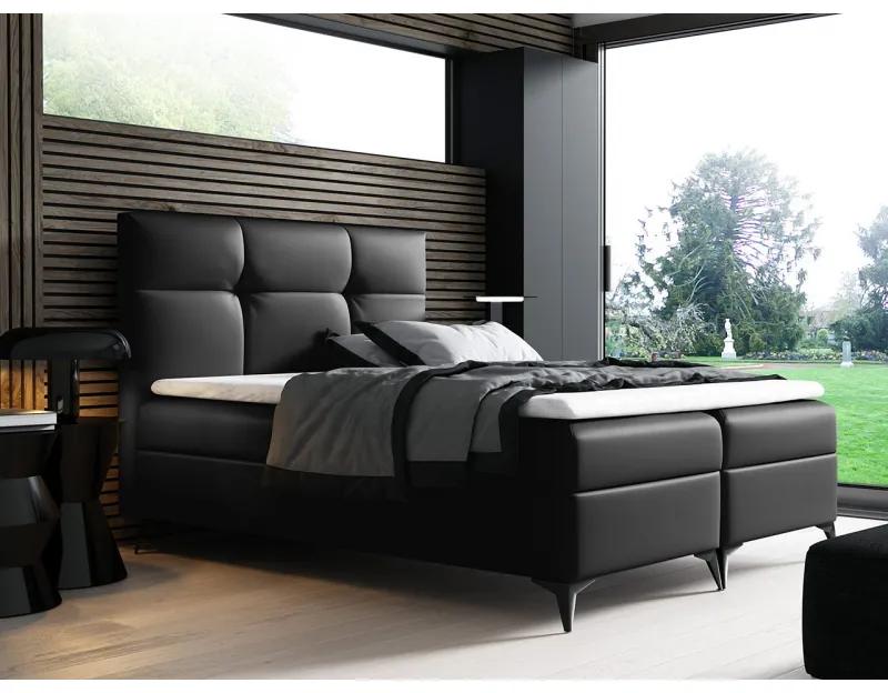 Kontinentální postel Durian, Rozměr postele: 200x200, Barva:: ekokůže Soft 011 (černá)