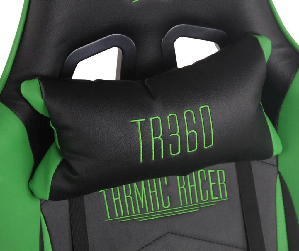 Herní kancelářská židle Turbo s opěrka nohou – černá/zelená