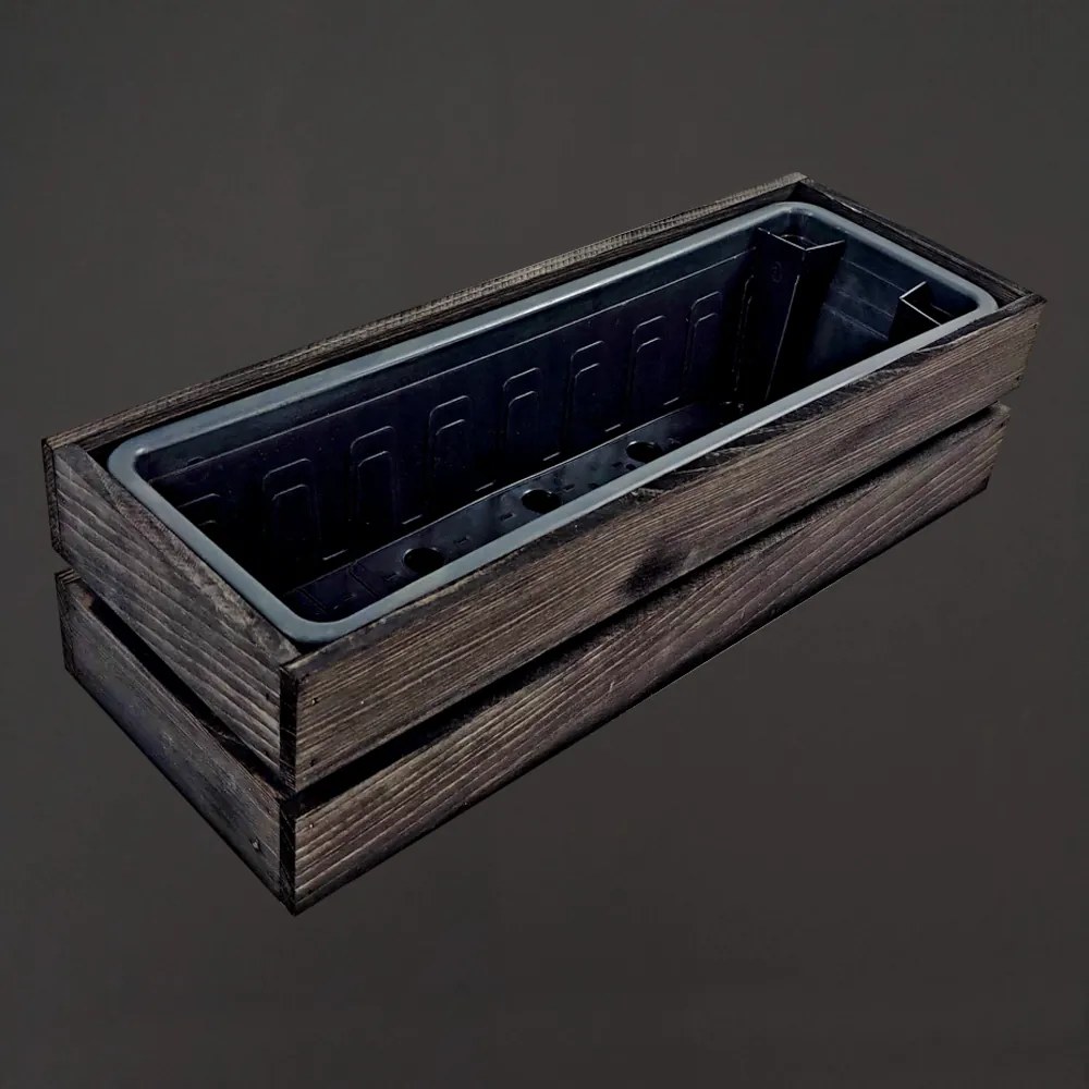 AMADEA Dřevěný obal s truhlíkem mořený, 51,1x18,6x15cm, český výrobek