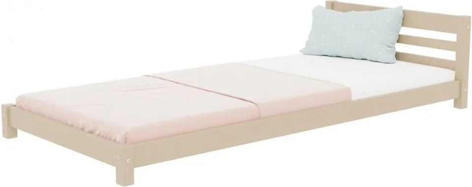 Benlemi Nízká dětská jednolůžková postel TULY s čelem Zvolte barvu: Transparentní vosková lazura matná, Zvolte rozměr: 80x190 cm, Zvolte zábranu: S přední zábranou