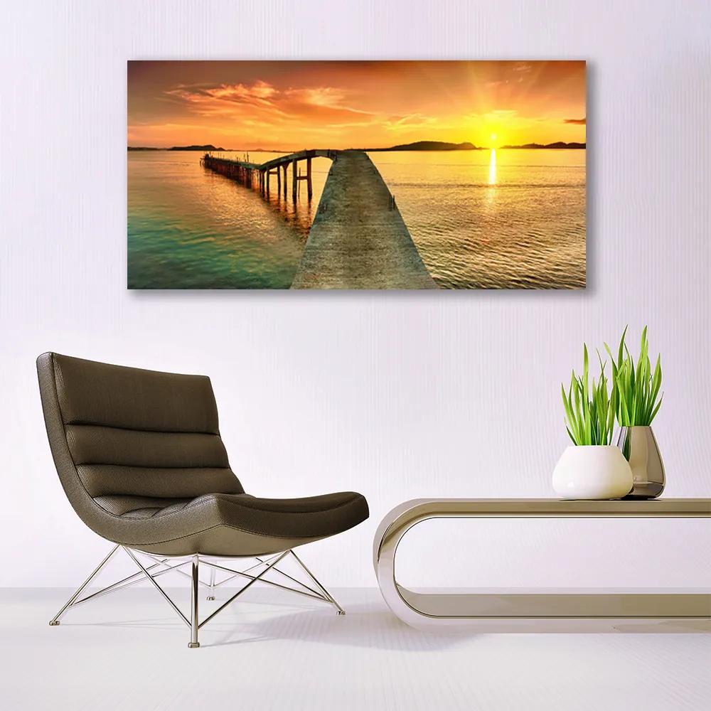 Plexisklo-obraz Moře Slunce Most Krajina 120x60 cm