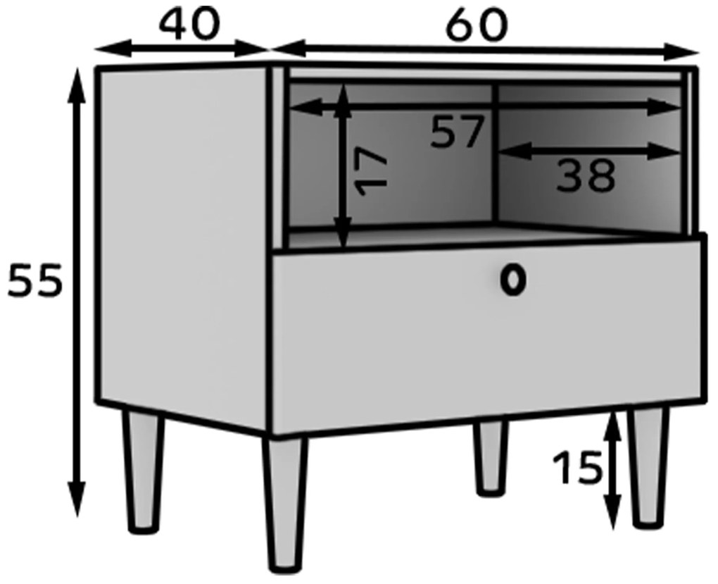 Eltap Noční stolek Dullum 60 Bílá