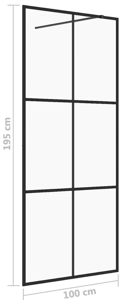vidaXL Marketos Zástěna do průchozí sprchy čiré ESG sklo 100 x 195 cm černá