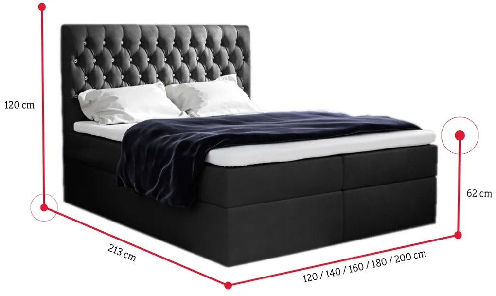 Expedo Čalouněná postel boxspring TOMIO + topper, 160x200, jasmine 21