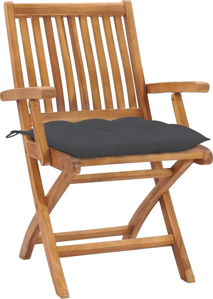 vidaXL Skládací zahradní židle s poduškami 4 ks masivní teak [3072738] Barva: krémová