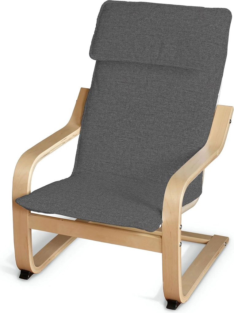 Sedák na dětské křeslo IKEA Poäng barva šedá látka pletený vzor