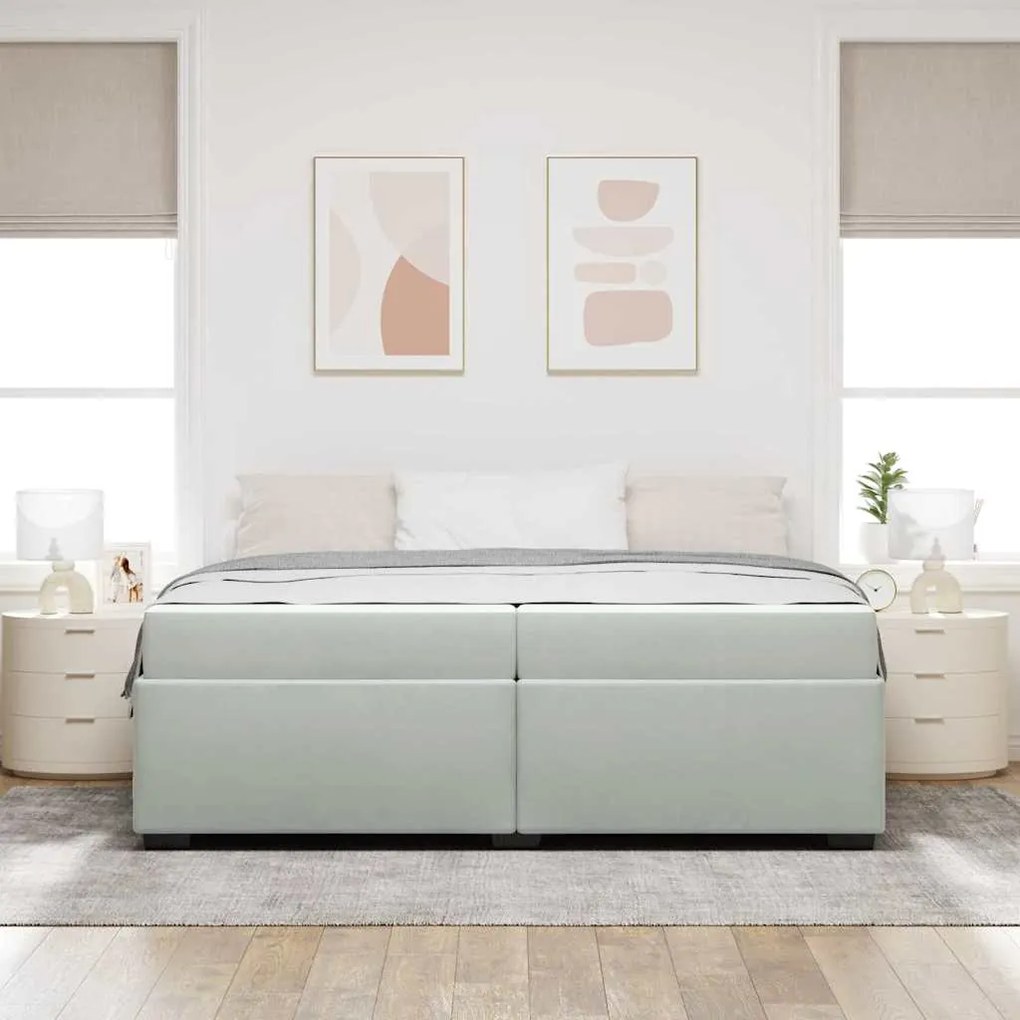 Rám postele s matrací Světle šedá 200 x 200 cm textil 3399308