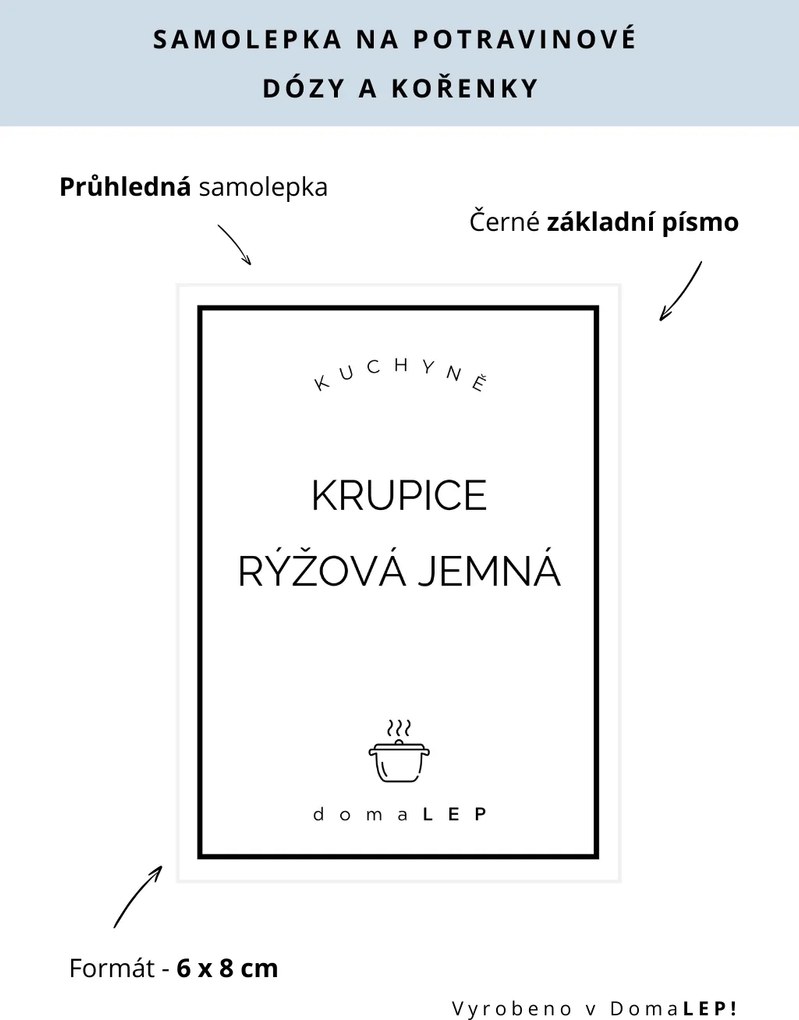 KRUPICE RÝŽOVÁ JEMNÁ - omyvatelná samolepka na dózu, výběr rozměrů Ø 5 cm / 5 x 5 cm / 6 x 8 cm | DomaLEP