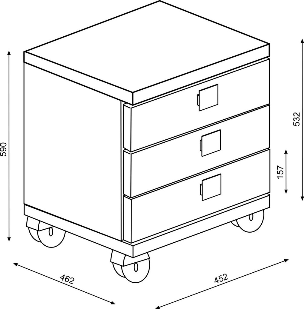 Aldo Noční stolek, kontejner k pc na pojezdech - šedý