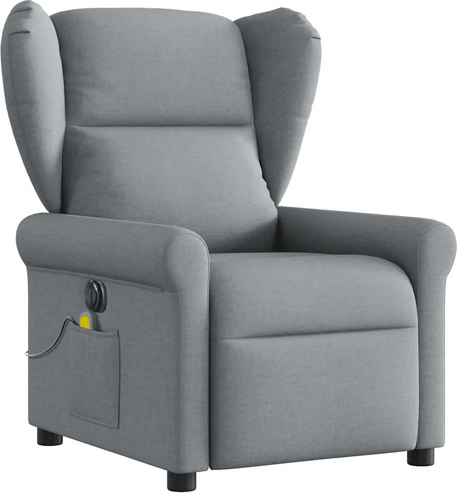Elektrické masážní polohovací křeslo světle šedé textil 3303364
