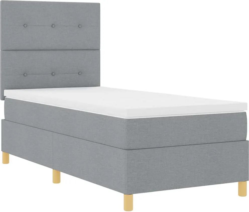 Postel s boxspringem s čelo Světle šedá 80 x 200 cm textil 3339574