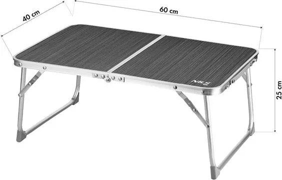 NC3402 TM.ŠEDÝ SKLÁDACÍ KEMPINGOVÝ STŮL 60X40X25CM NILS CAMP