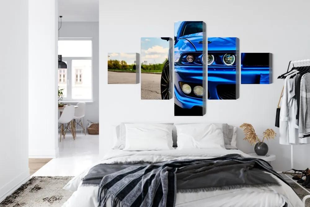 Vícedílný obraz Přední Část Modrého Sportovního Vozu Nedostatek Nedostatek Plátno Canvas 200x120