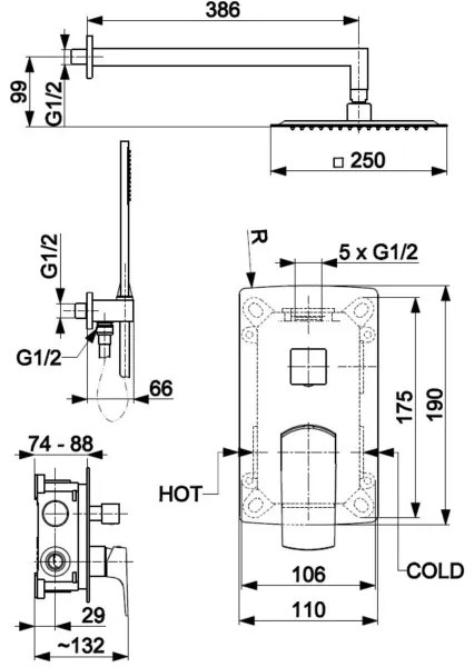 KFA Armatura 5539-511-81 - Sprchová sada s podom. baterií MOKAIT mosaz/černá