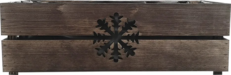 AMADEA Dřevěný vánoční truhlík s vločkou tmavý, uvnitř s černou fólií, 52x21,5x17cm, český výrobek