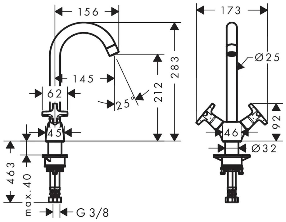 Hansgrohe Logis - Dřezová baterie stojánková, chrom 71285000