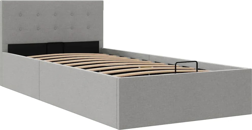 Rám postele s úložným prostorem světle šedý textil 100 x 200 cm 285577