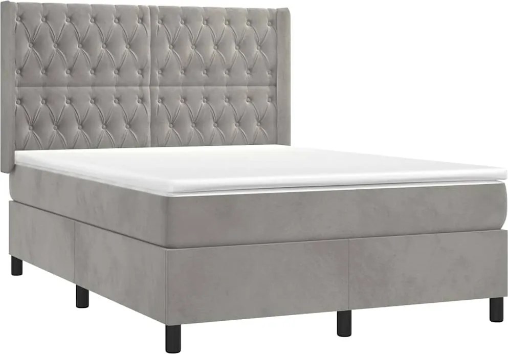 Box spring postel s matrací světle šedá 140x190 cm samet 3132855