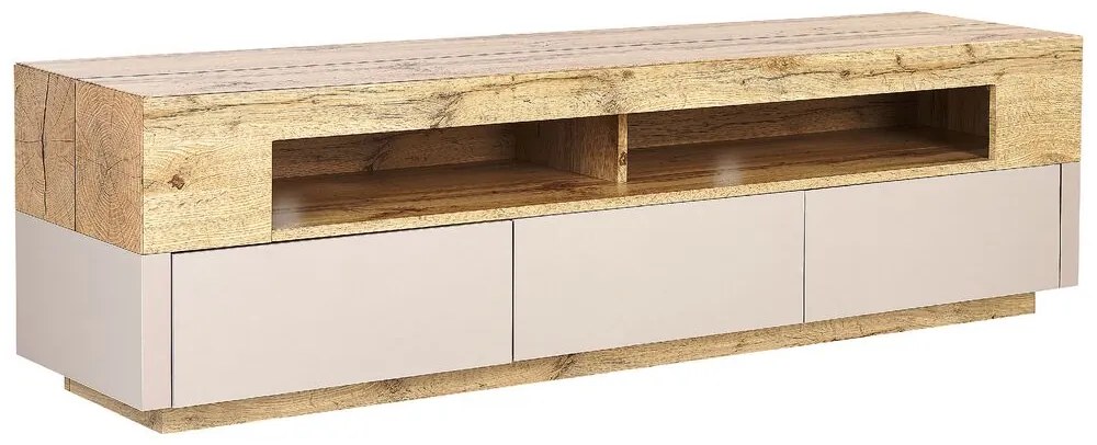Televizní stolek světlé dřevo/ béžový ANTONIO Beliani