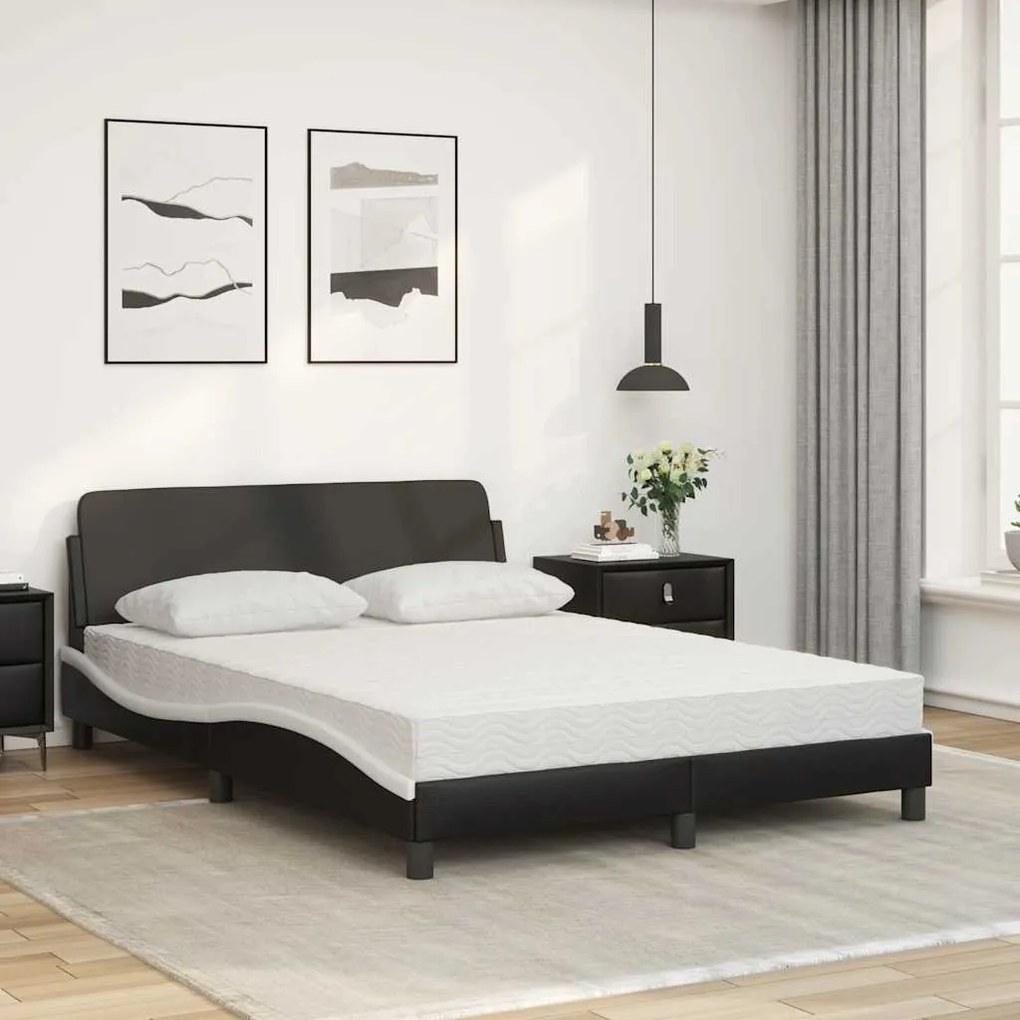 Postel s matrací Dover černá a bílá 120 x 200 cm umělá kůže 3208382