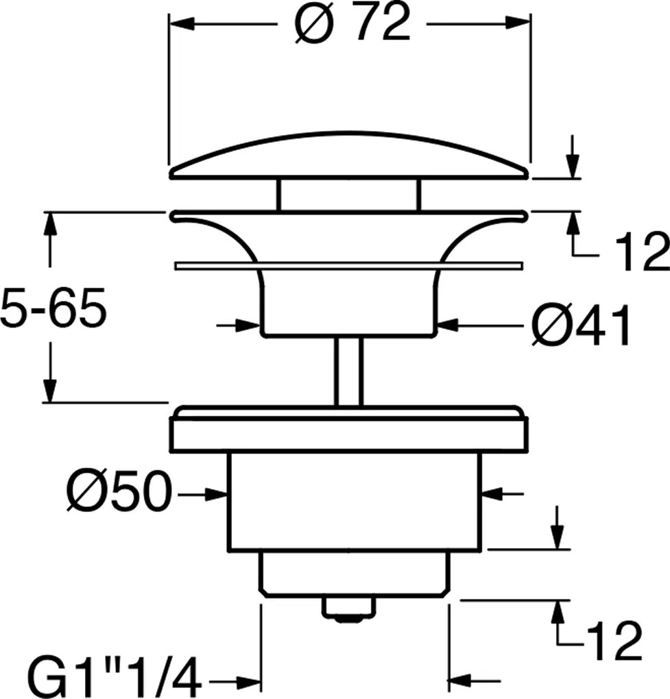 GSI umyvadlová výpust 5/4“ click-clack keramická zátka bílá PCS11 Koupelny Bernold