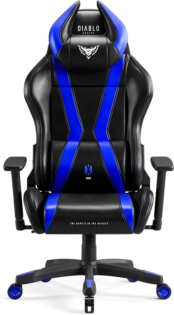 Herní židle z ekokůže Normal Size, černý-modrý: Diablo X-Horn 2.0