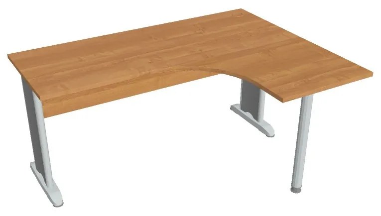 Stůl ergo oblouk levý 160×120/60 cm - Hobis Cross CE 60 L Dekor stolové desky: olše, Dekor lamino podnože: olše, Barva nohou: Stříbrná
