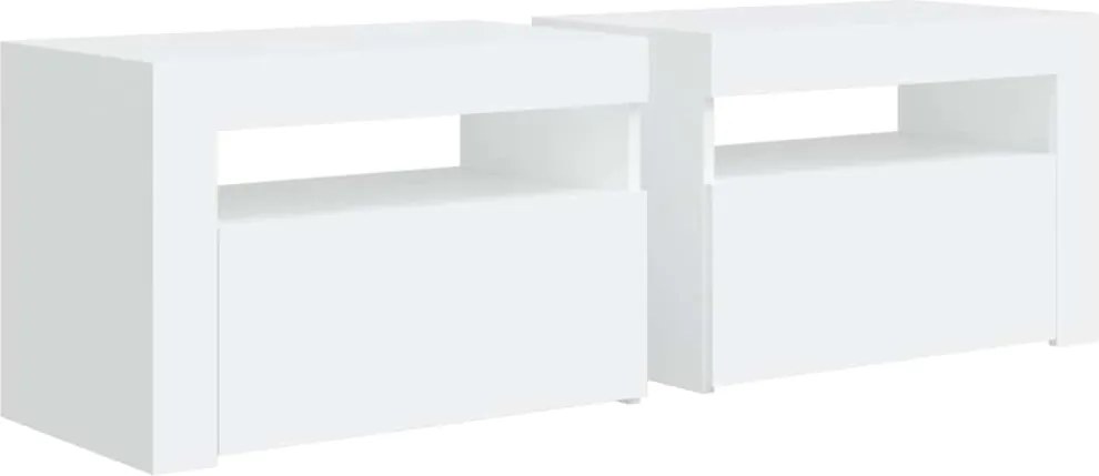 Noční stolky 2 ks s LED osvětlením bílé 60 x 35 x 40 cm 3080734