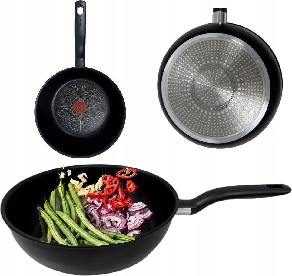 Tefal Wok Hluboká Pánev Na Smažení 26 CM Indukce 2x Titanium Non-stick