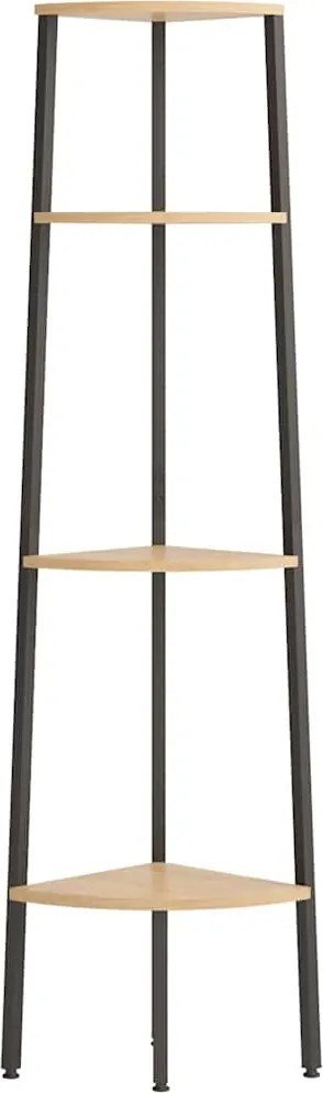 4patrová rohová police světle hnědá a černá 45,5 x 31,5 x 150 cm 336391