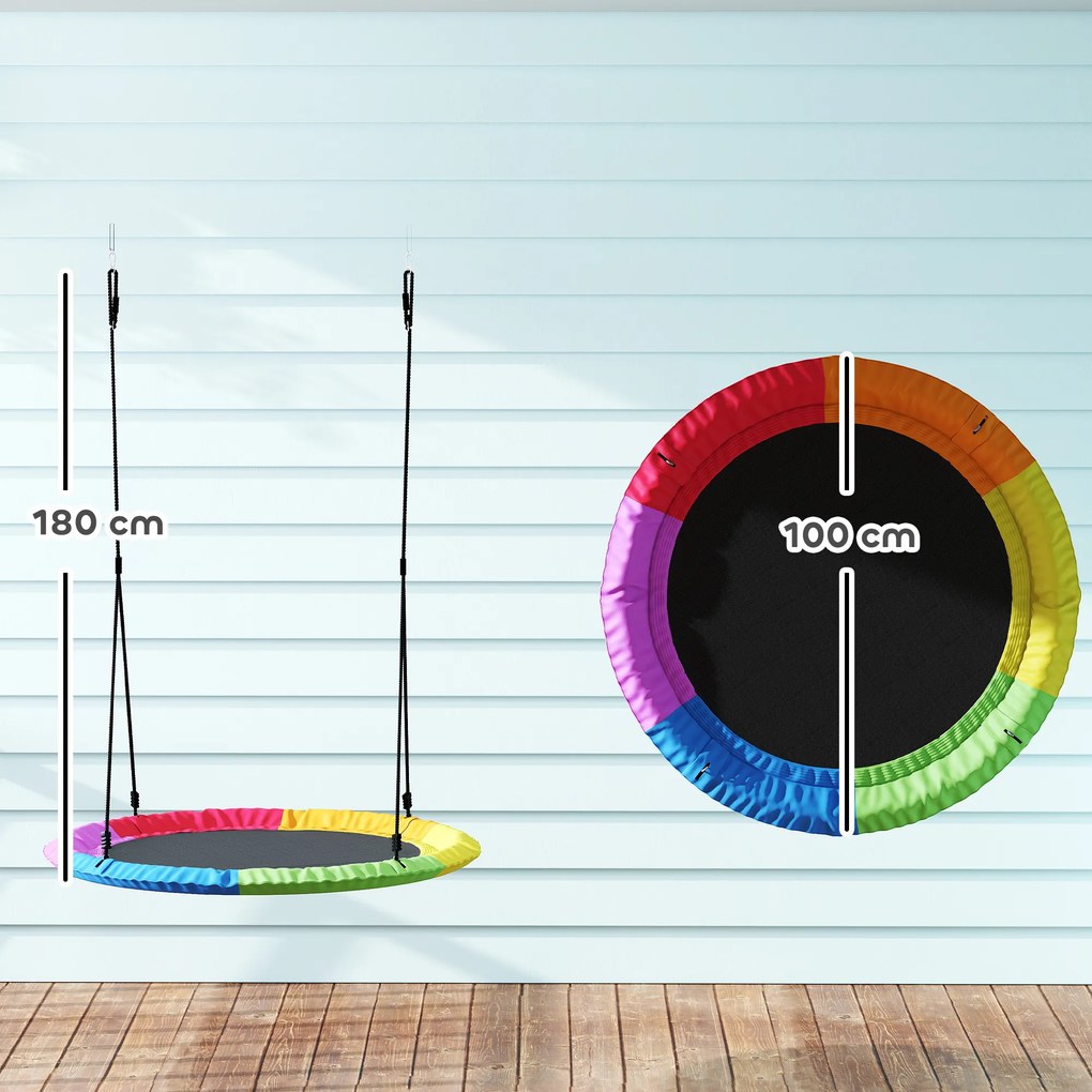 Hnízdní houpačka Výškově nastavitelná závěsná houpačka do 300 kg s nastavitelnými lany 100 x 100 x 180 cm Vícebarevné provedení